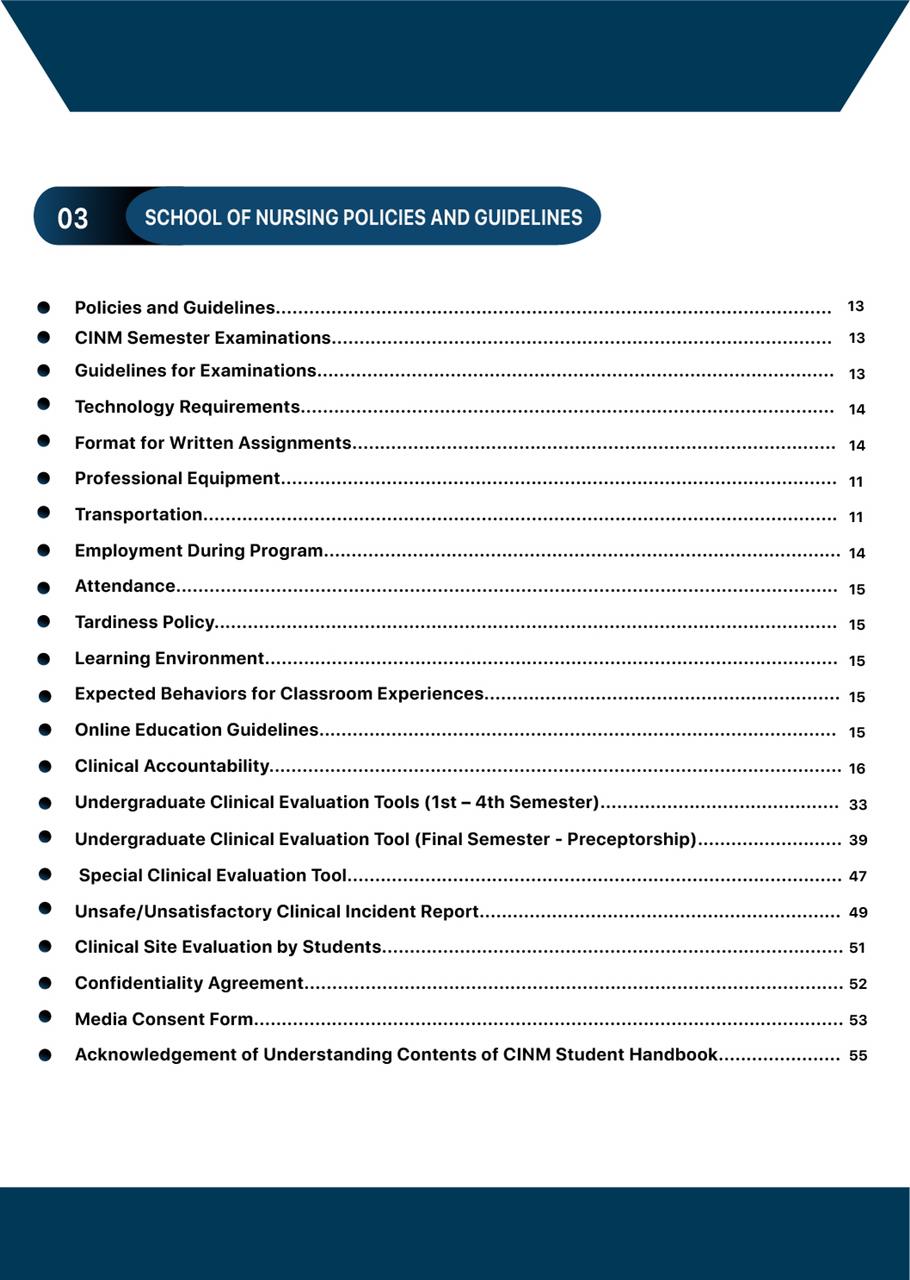 School Policies and Guidelines - Chiniot Institute of Nursing and Midwifery